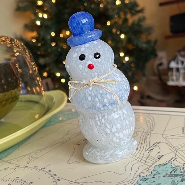 Glass Snowman Figurine - Etsy