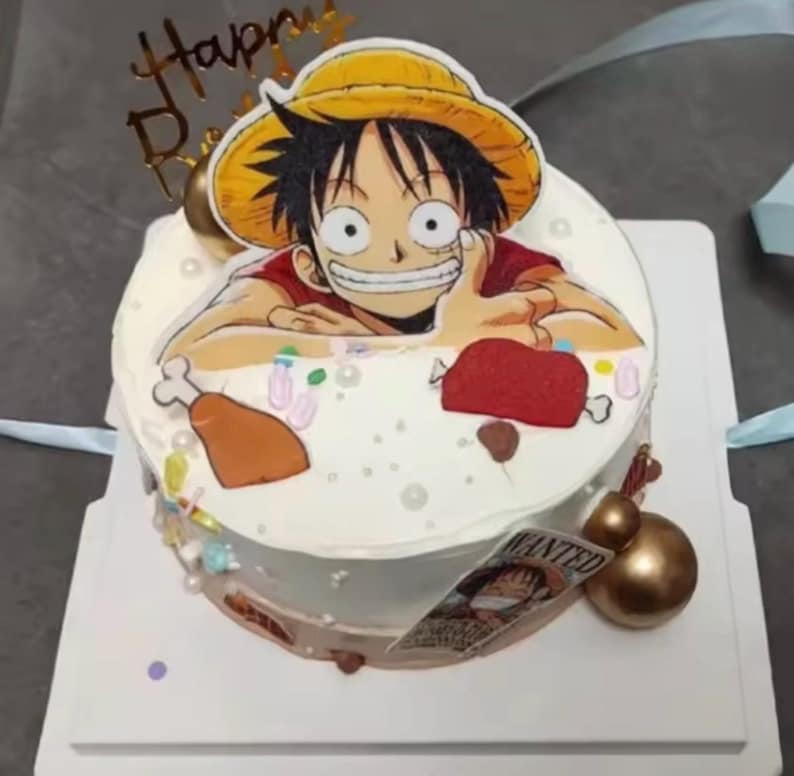 One Piece Luffy Cake Topper Set 7pcs Anime Birthday Cake Decorations ...