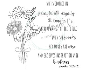 Proverbs 31:25 Printable Bible Verse Art Print 8x10 Digital Wall Art ...