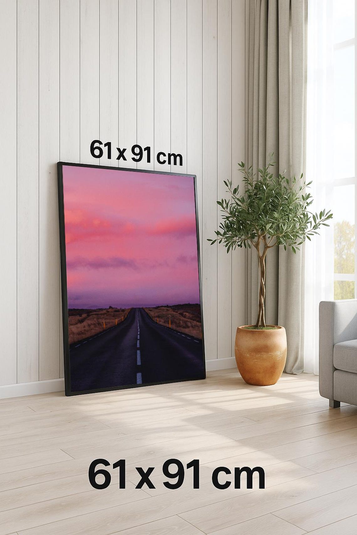 Iceland Road Photo – Pink and Purple Sunset Landscape – Minimalist Wall ...