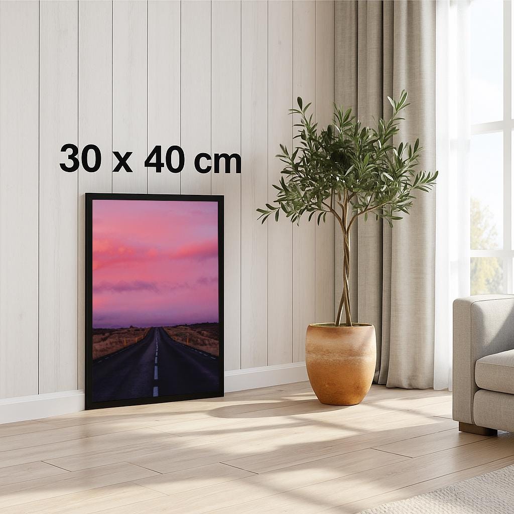 Iceland Road Photo – Pink and Purple Sunset Landscape – Minimalist Wall ...