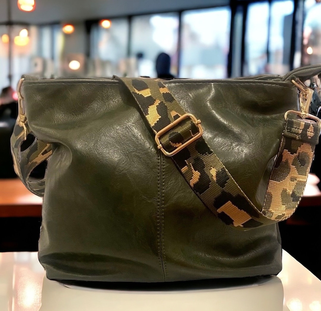 Olive Green Crossbody Bag GIFT INCLUDED Soft Faux Leather Womens Bag ...
