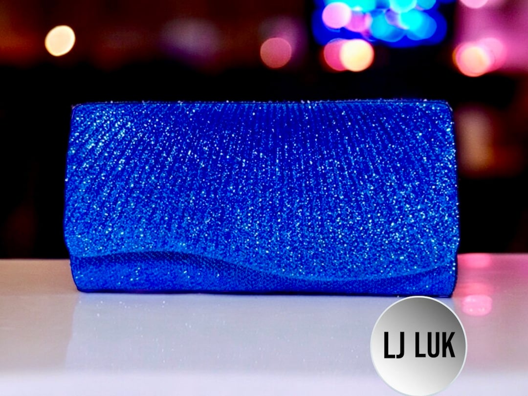 Royal Blue Party Clutch Bag, Sparkle Glitter Blue Clutch Bag, Womens ...