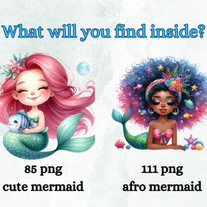 300 Mermaid Clipart | Big Bundle, Magical Sea, Sea Life, Pink Sea Life ...