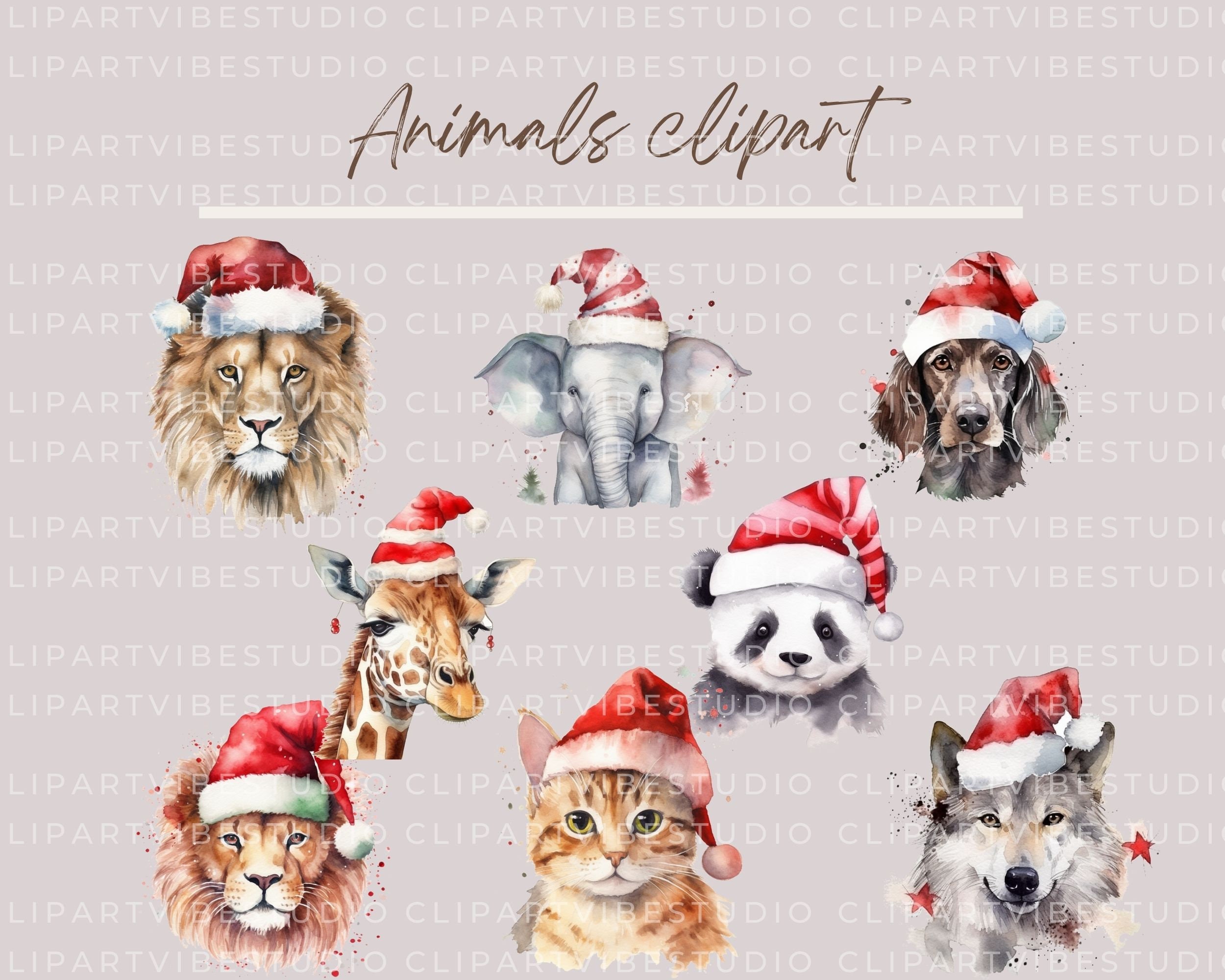 20 Watercolor Christmas Animals Clipart XMAS Bundle - Etsy