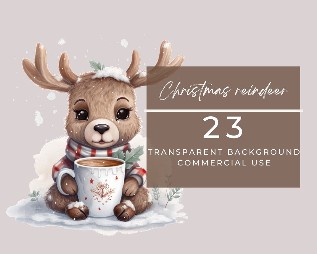 23 Watercolor Reindeer Clipart PNG Christmas Animal Watercolor - Etsy