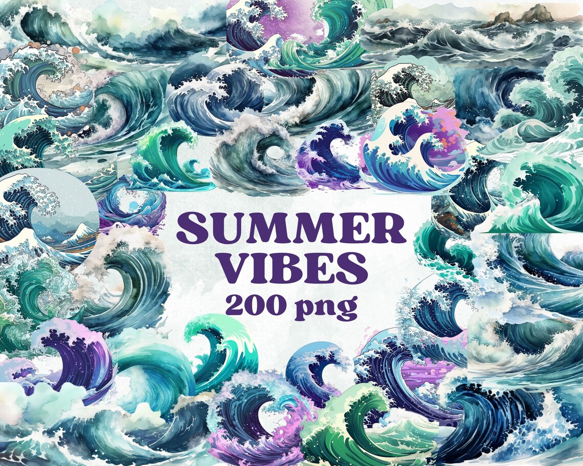 Ocean Waves Clipart Bundle PNG Sea Wave Images, Beautiful Underwater ...