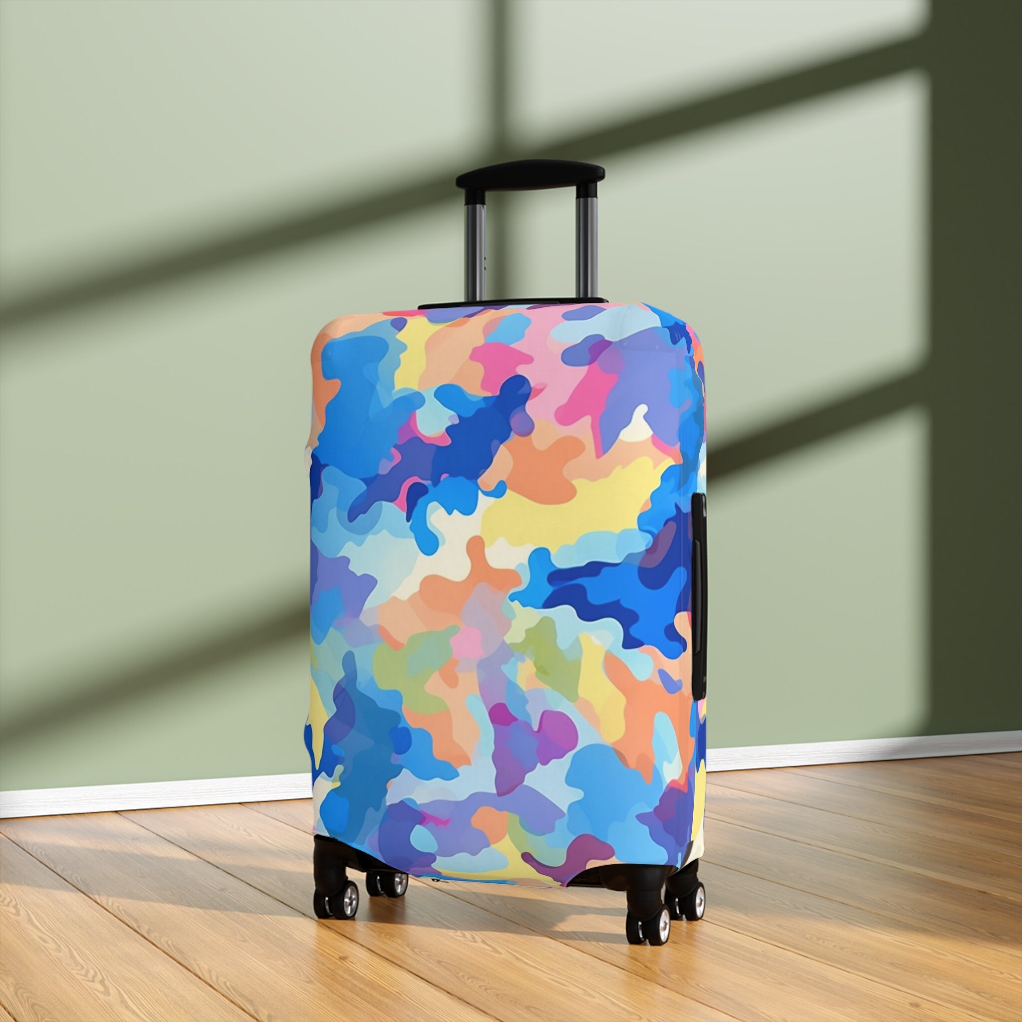 Travel in Vibrant Camo Style: Suitcase Protective Cover in Bright ...