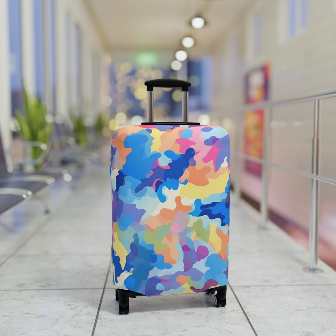 Travel in Vibrant Camo Style: Suitcase Protective Cover in Bright ...