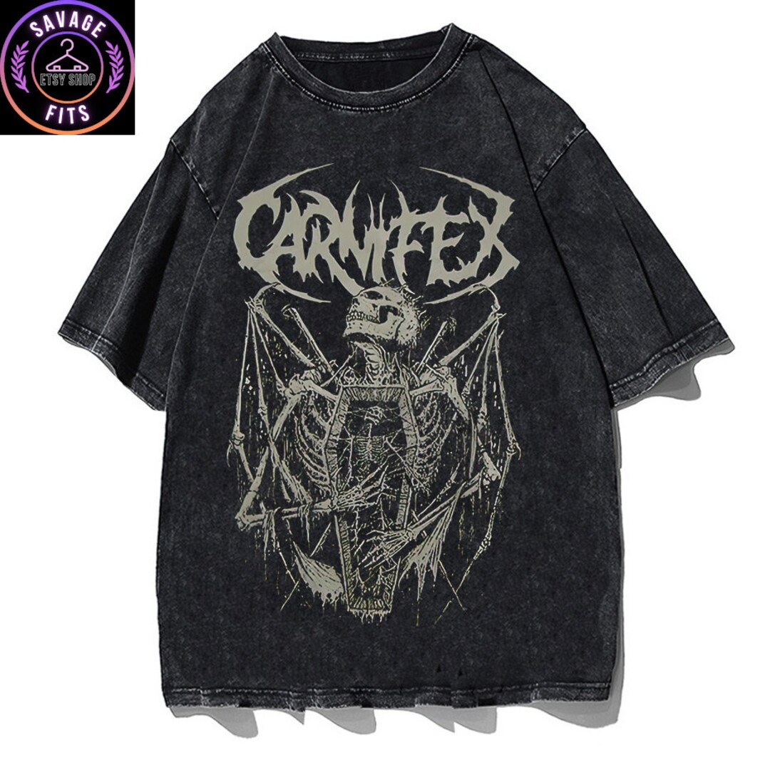 Y2K Acid Washed Skeleton Print T-shirt Distressed Grunge High - Etsy