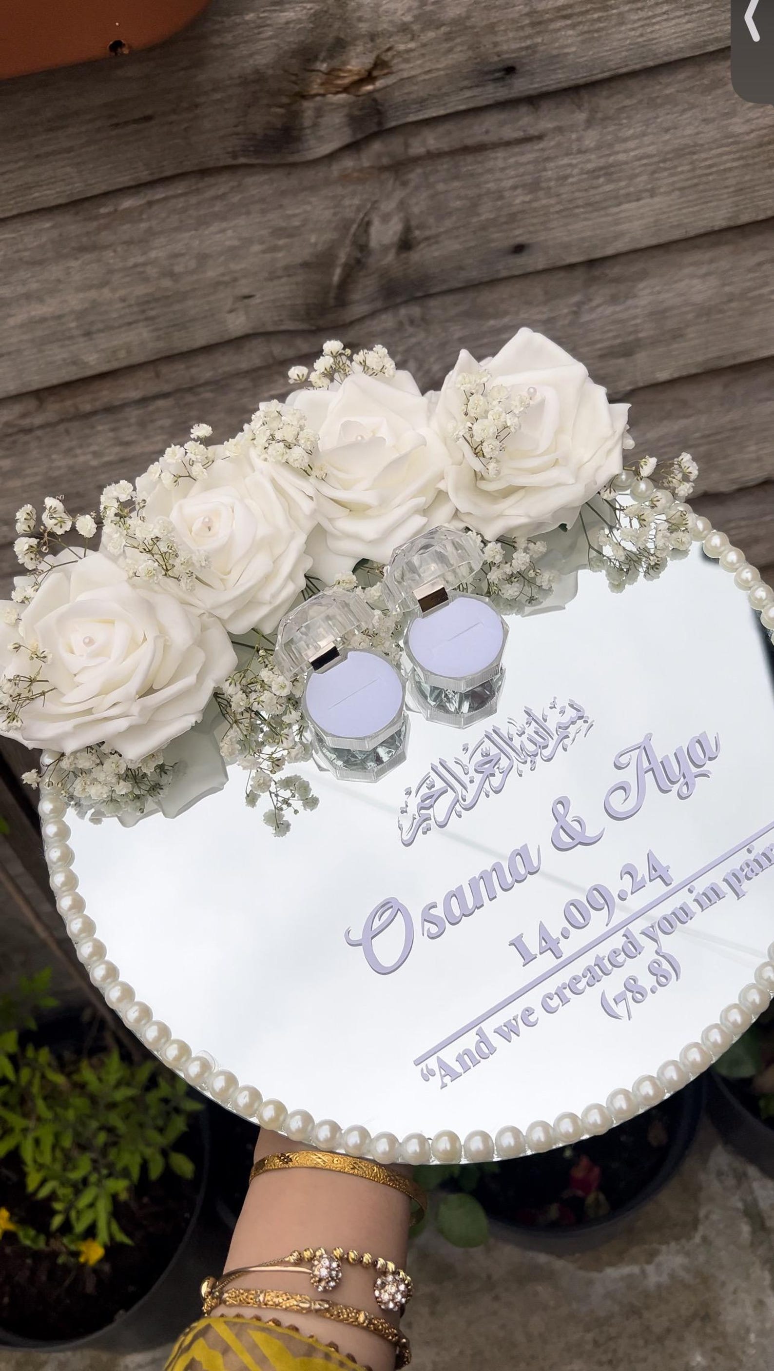 Customized Nikkah Plate, Personalized Mirror Wedding Plate, Unique Gift ...