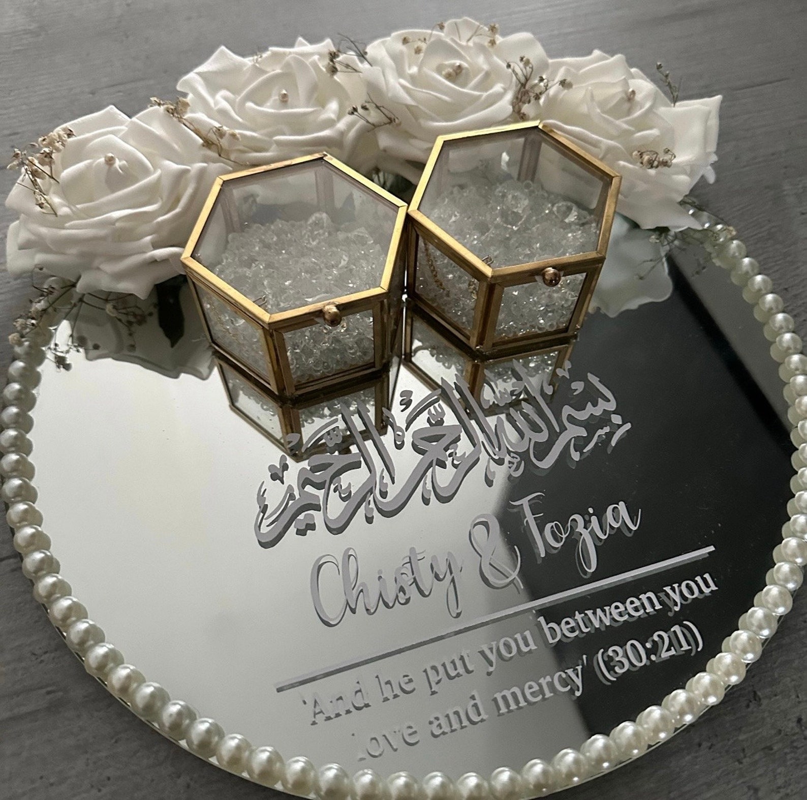 Ring Plate Customized Nikkah Plate, Personalized Mirror Wedding Plate ...