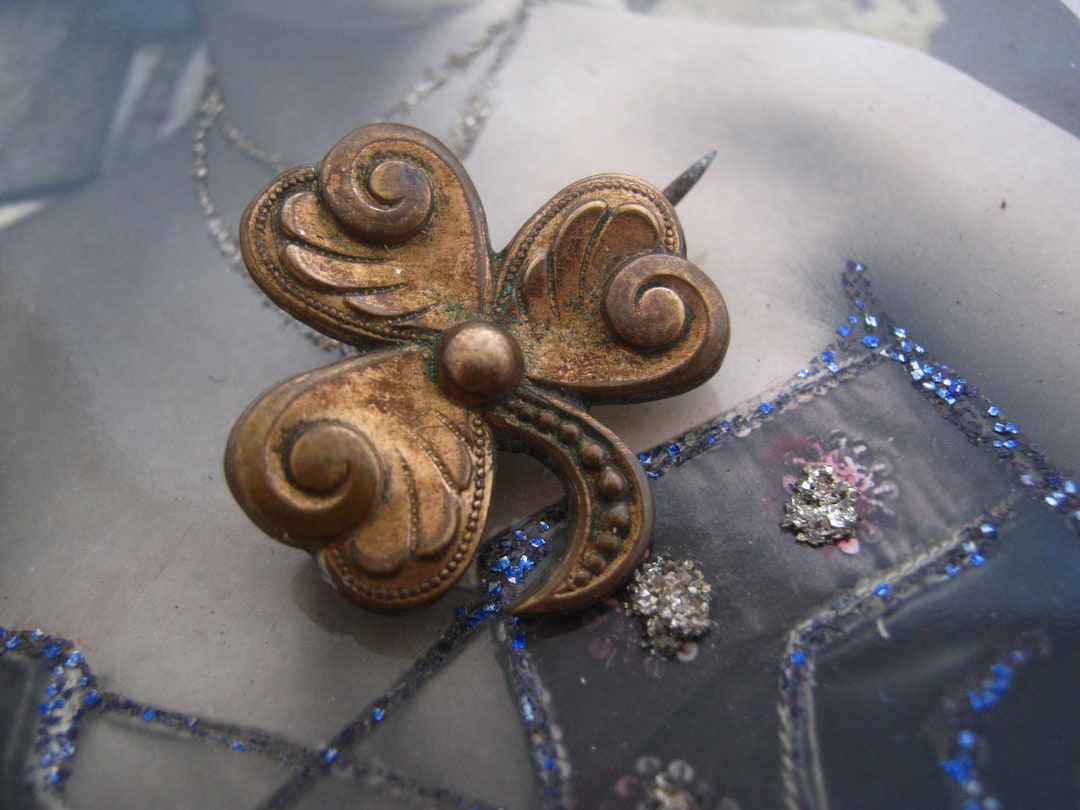 Antique French Clover Shamrock Brooch . Vtg Jewelry Collectible - Etsy