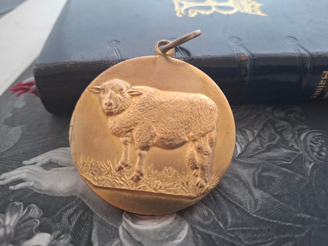 Sheep Mutton Antique Golden Belgian Art Bronze Agricultural Award Medal ...