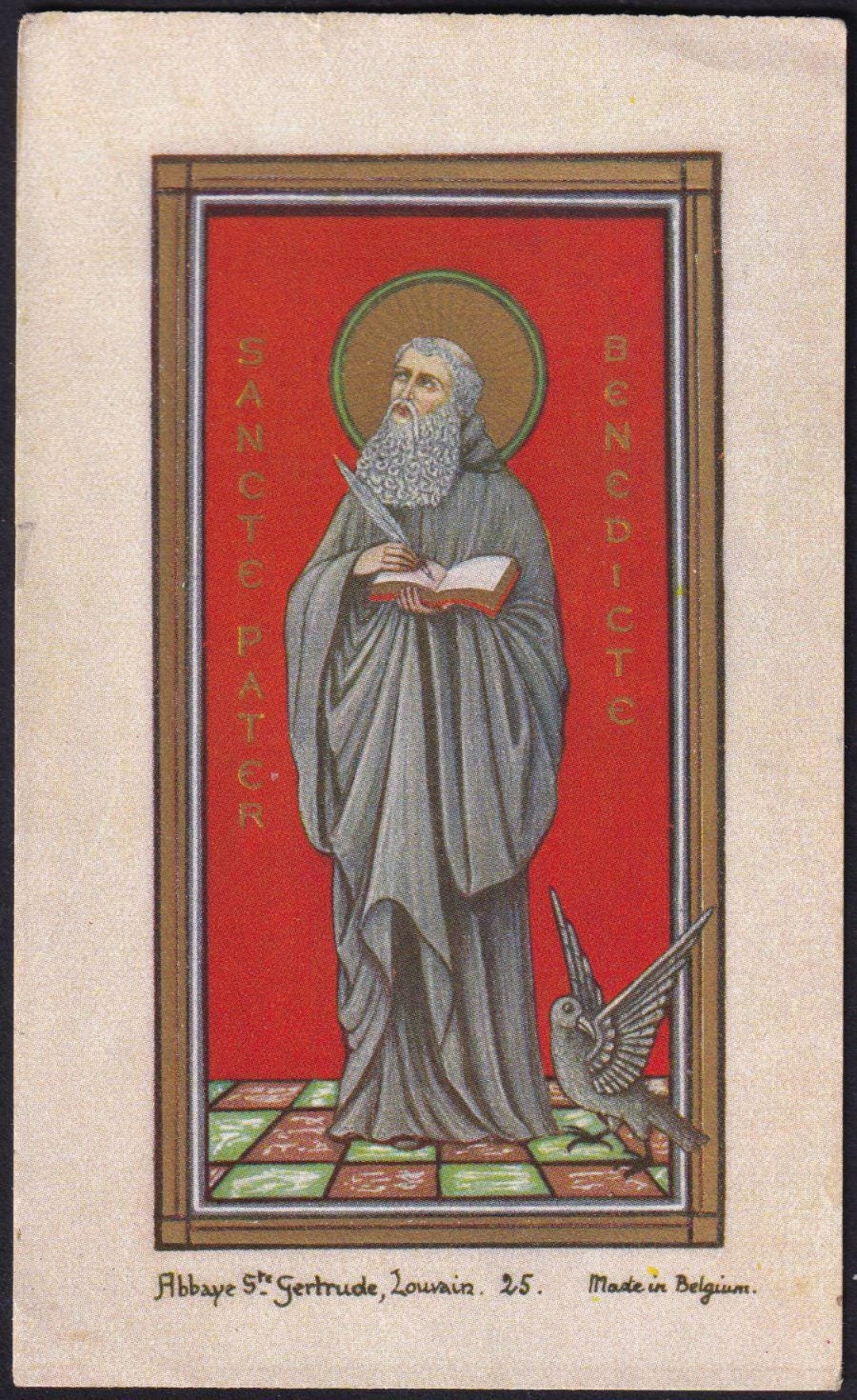 Saint Benedict Antique Belgian Holy Card Prayer Card Religious Ephemera ...