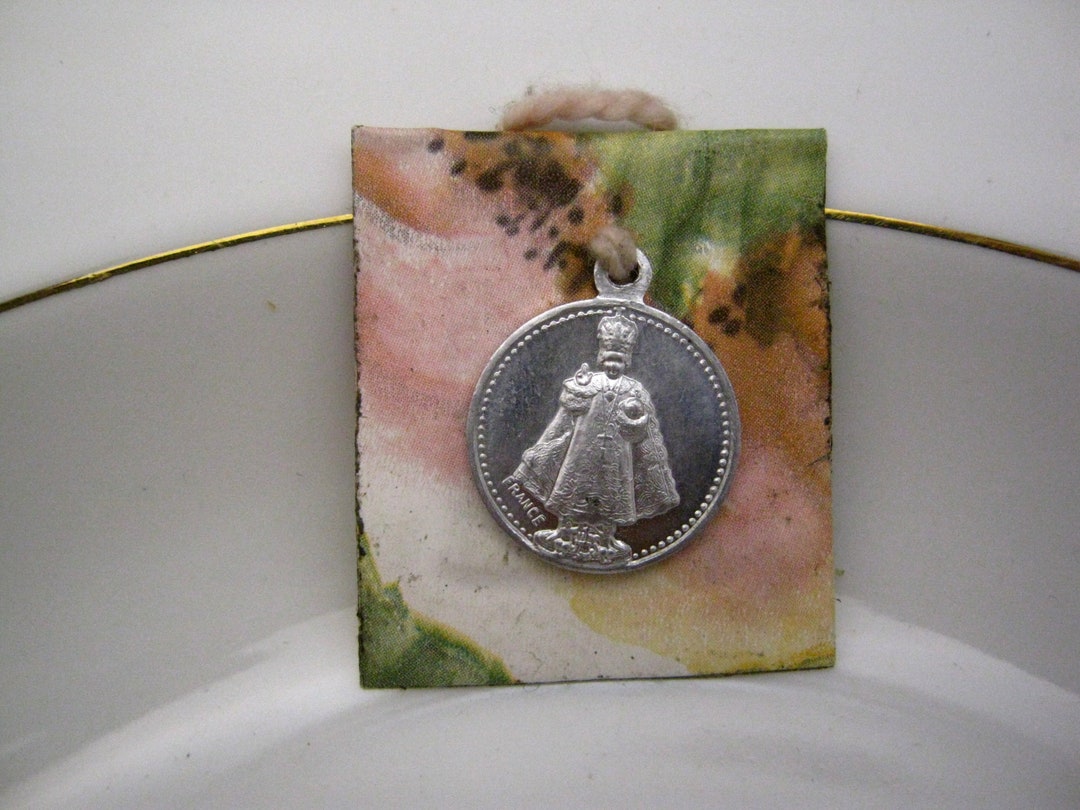 Antique French Shrine Relic With Medal Pendant of St Infant Jesus of ...