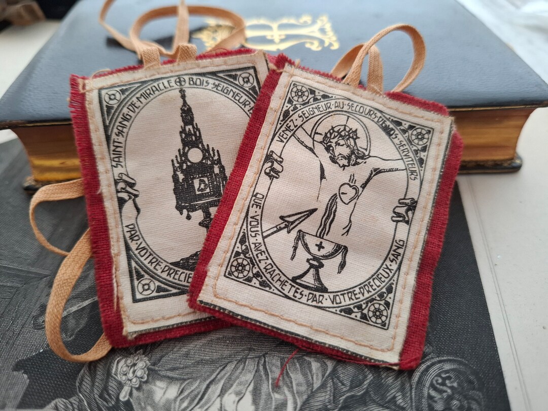 Vintage Belgian Red Scapular Scapulary of the Holy Blood Religious ...