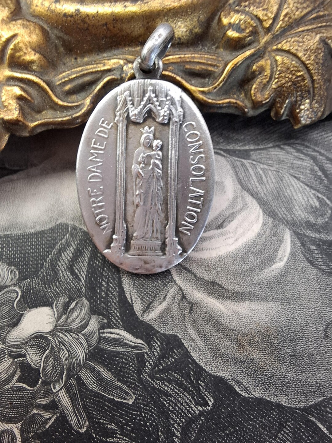 Our Lady of Consolation Antique French Silver Medal Pendant Charm ...