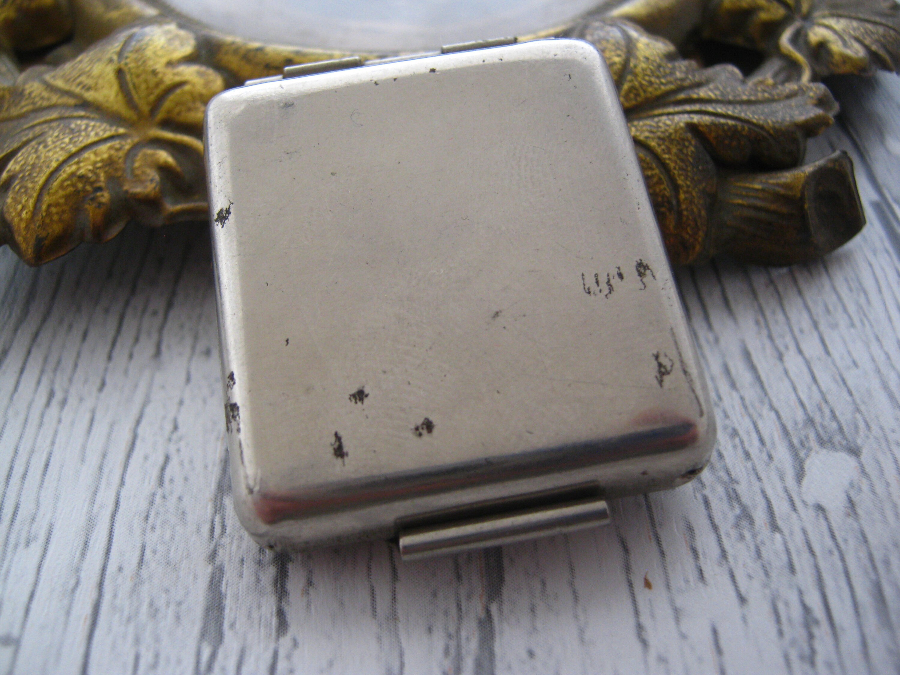 Vintage Catholic Double Pocket Shrine in Metal and Glass. Virgin Mary ...