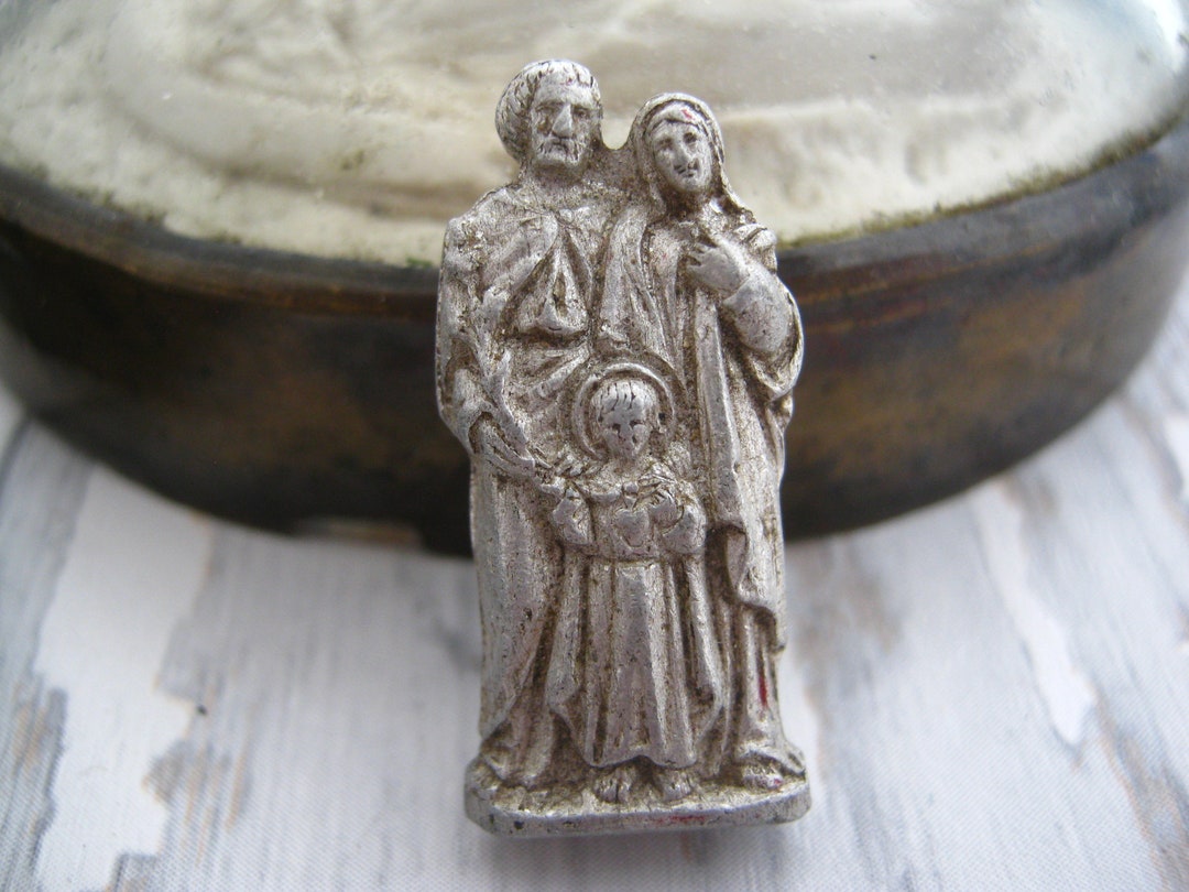 Antique Belgian Miniature Statue of the Holy Family Shrine . Christian ...