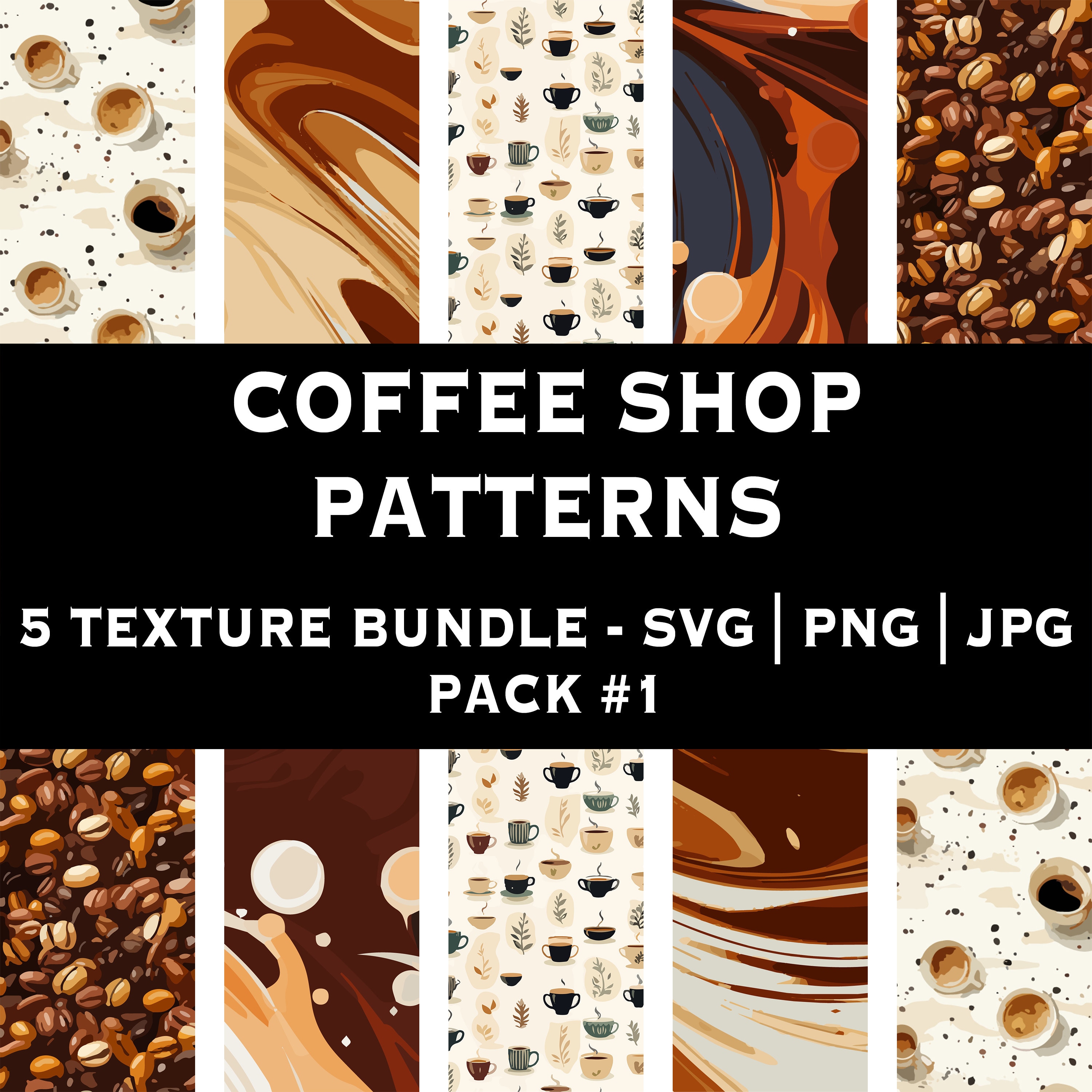 Coffee Shop Digital Patterns 5 Pack of Vector Designs - Etsy
