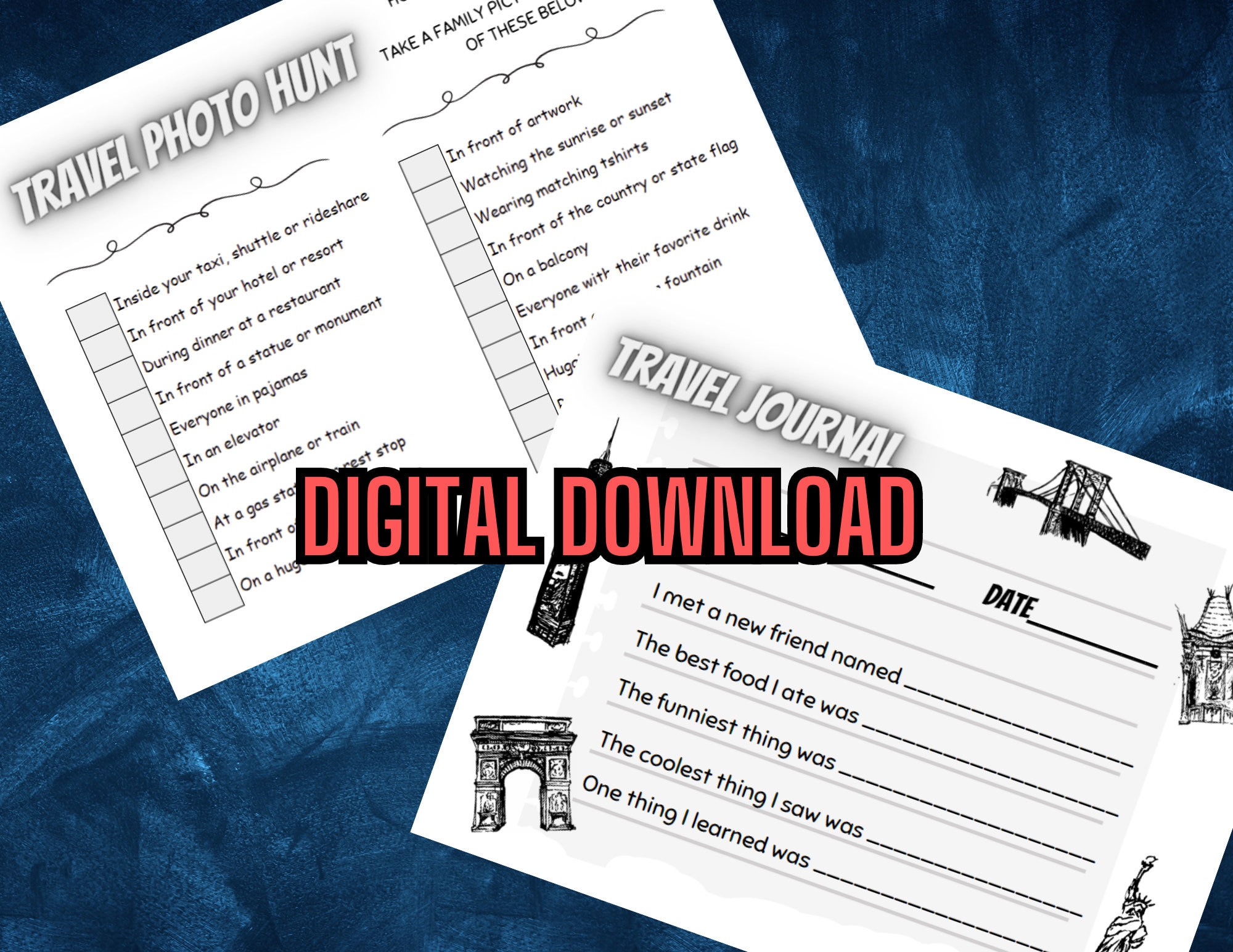 Printable - Travel Activity Sheets for Kids - Etsy