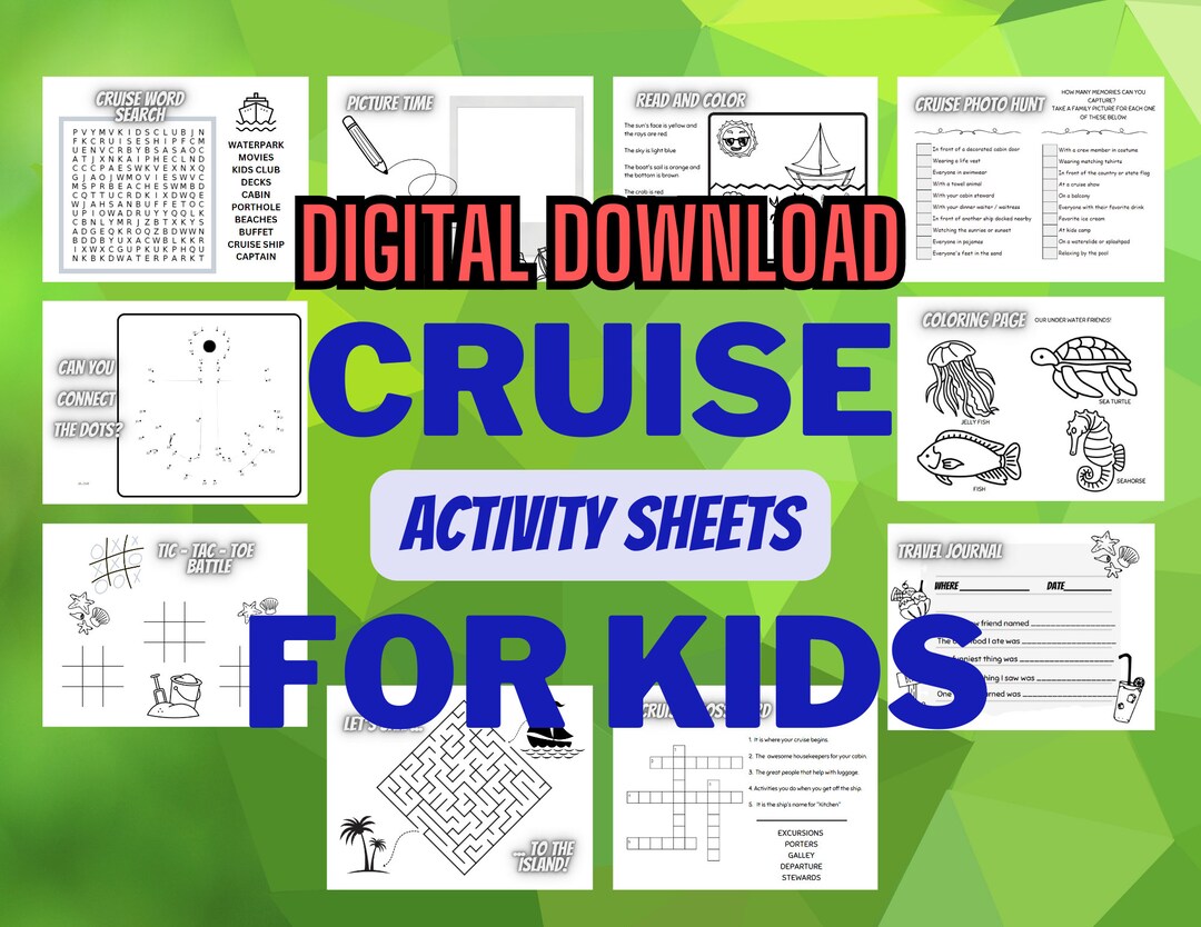 Printable - Cruise Activity Sheets for Kids - Etsy