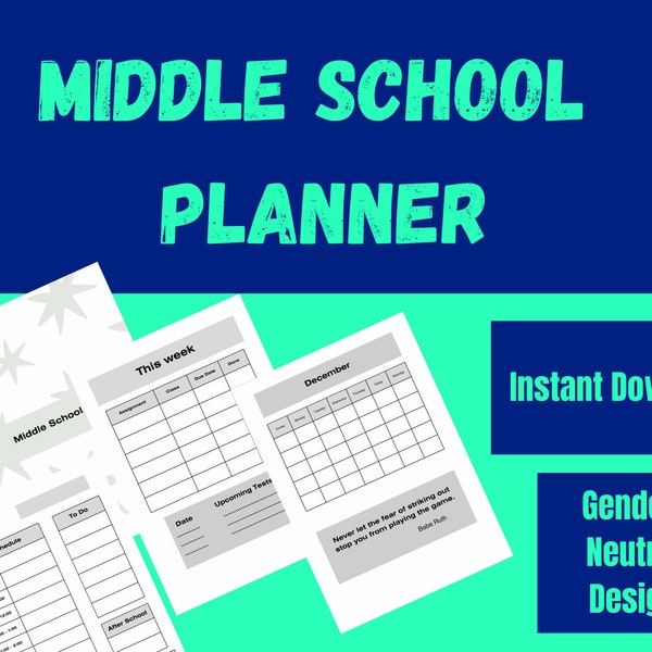 Middle School Student Planner - Etsy