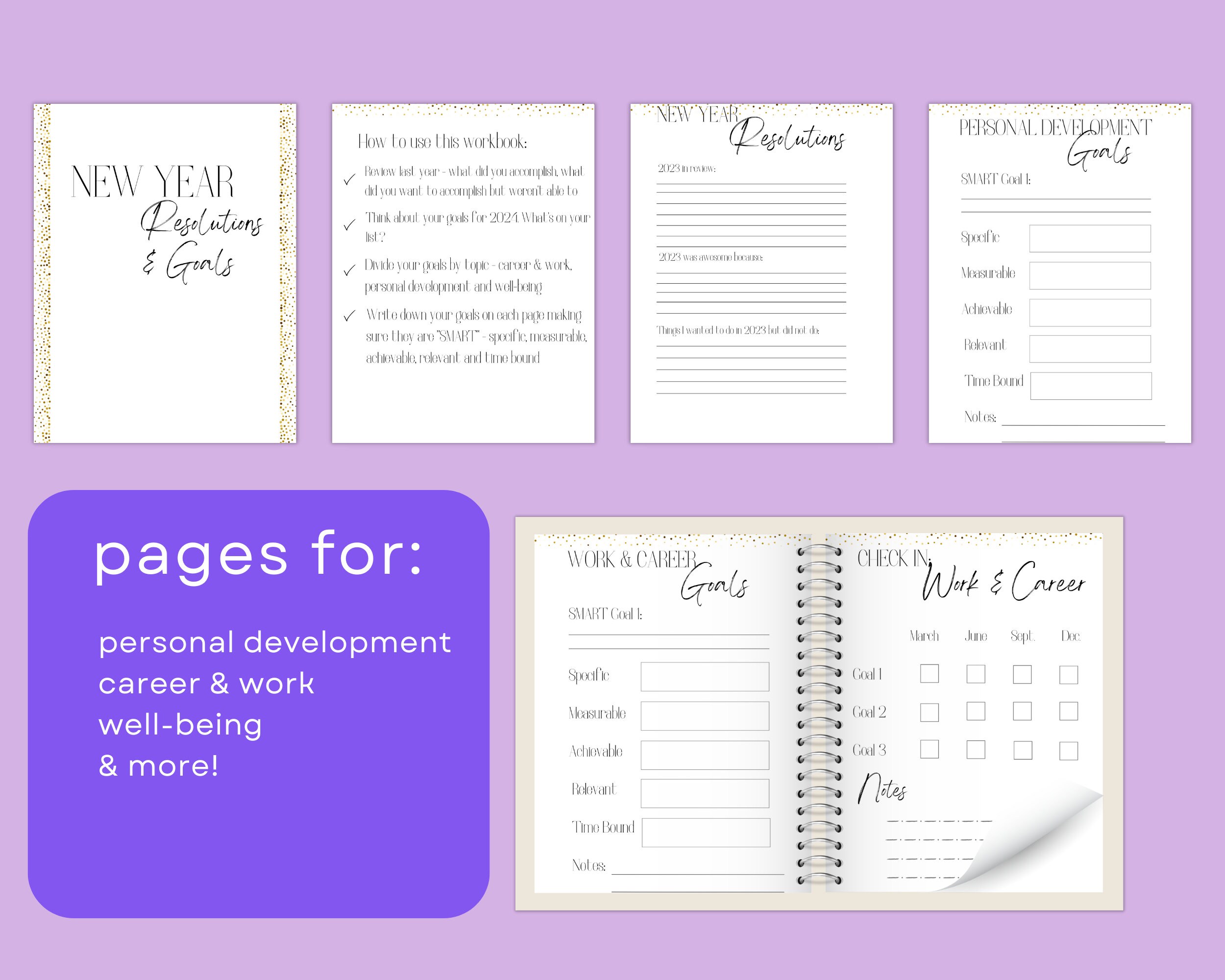 2024 SMART Goals Printable New Year Resolution Planner Minimalist ...