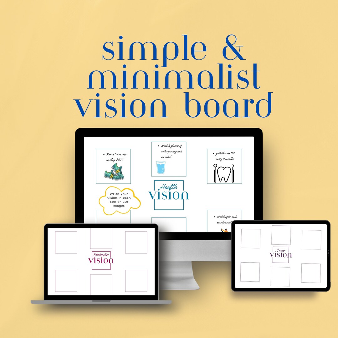 Simple Digital Vision Board Kit Minimalist Visualization Planner ...