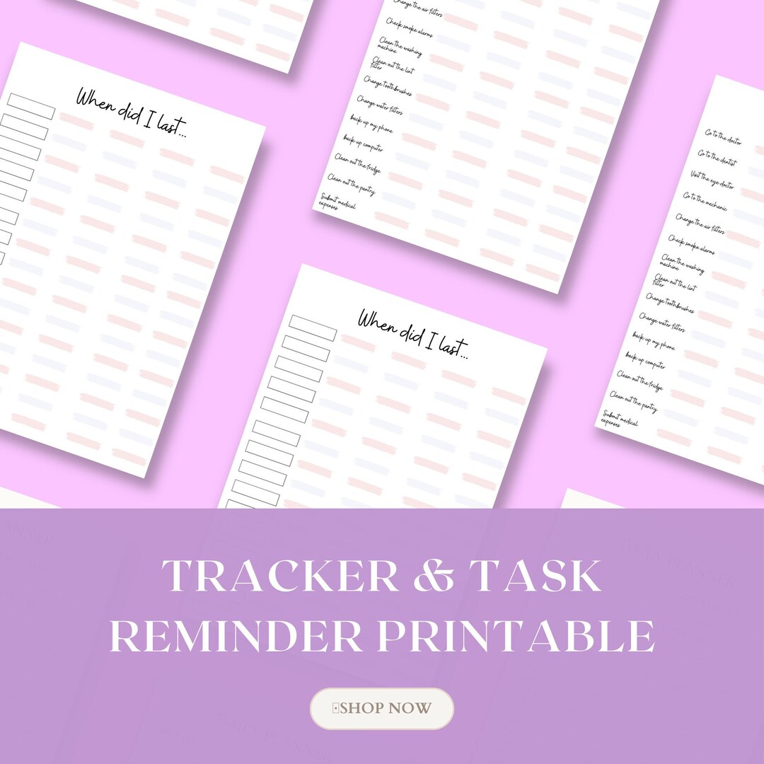 When Did I Last Tracker | Yearly Task Reminder Checklist | Reminder ...