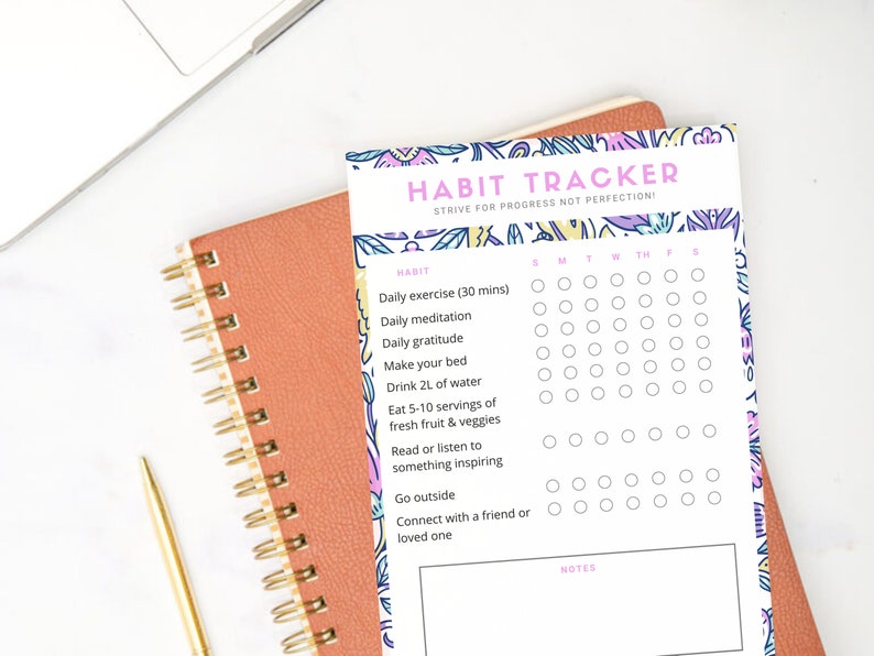 Printable Habit Tracker PDF - Personalized, Bright, Colourful & Modern ...