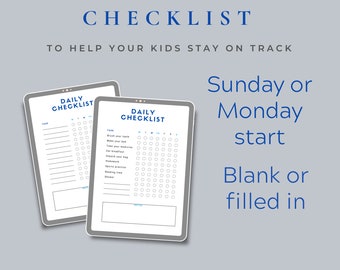 Daily Checklist for Girls to Do List Template Kids Routine Chart Kids ...
