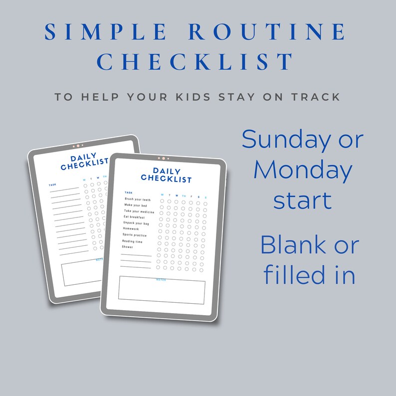 Kids Daily Schedule to Do List for Kids Responsibility Chart Routine ...