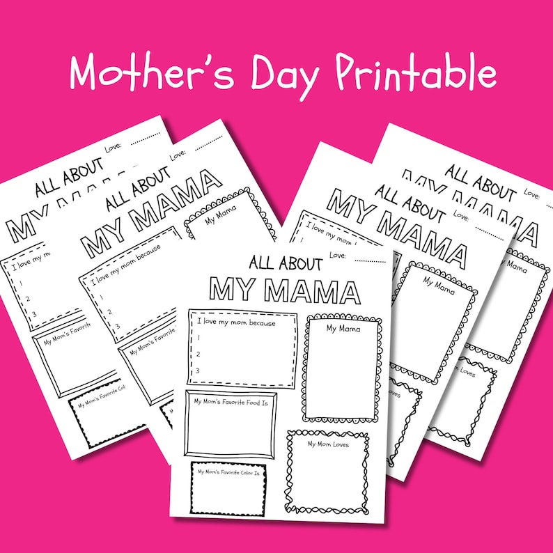 All About My Mom Printable I Love You Because Mother's Day Activity ...