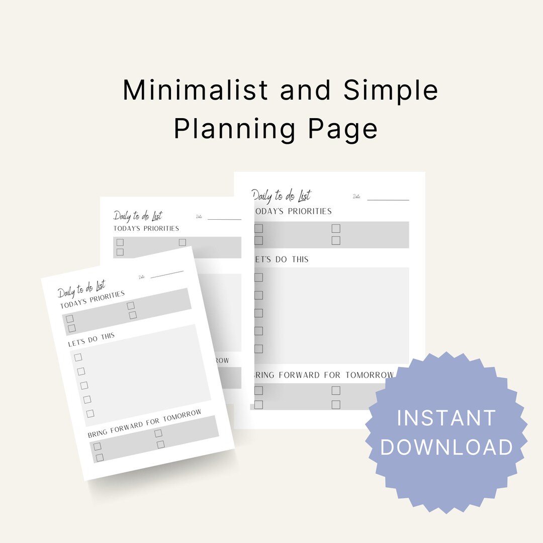 Minimal to Do List Printable| Simple Daily Task List Template | Digital ...