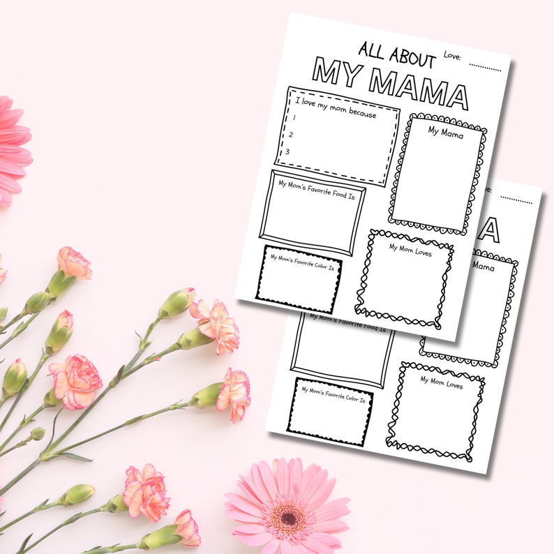 All About My Mom Printable I Love You Because Mother's Day Activity ...