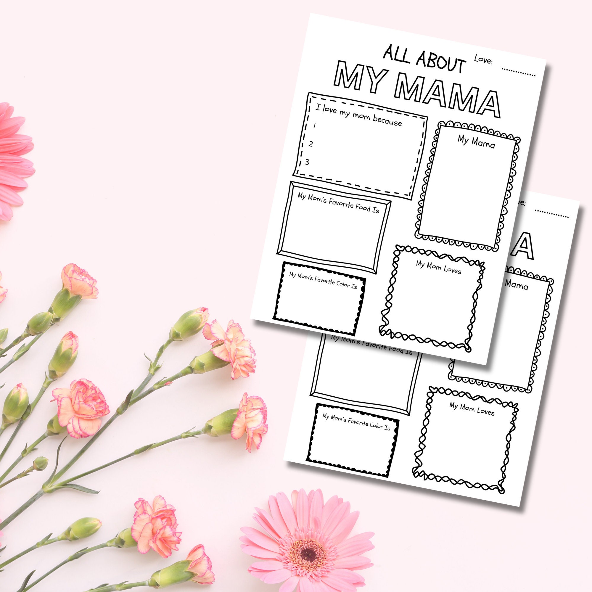 All About My Mom Printable | I Love You Because | Mother's Day Activity ...