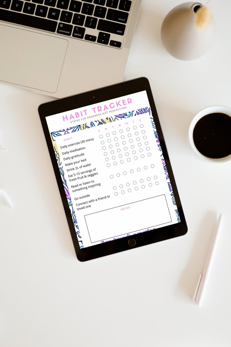 Printable Habit Tracker PDF - Personalized, Bright, Colourful & Modern ...