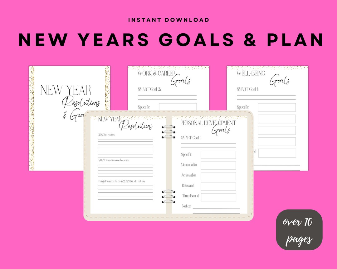 2024 SMART Goals Printable New Year Resolution Planner Minimalist ...