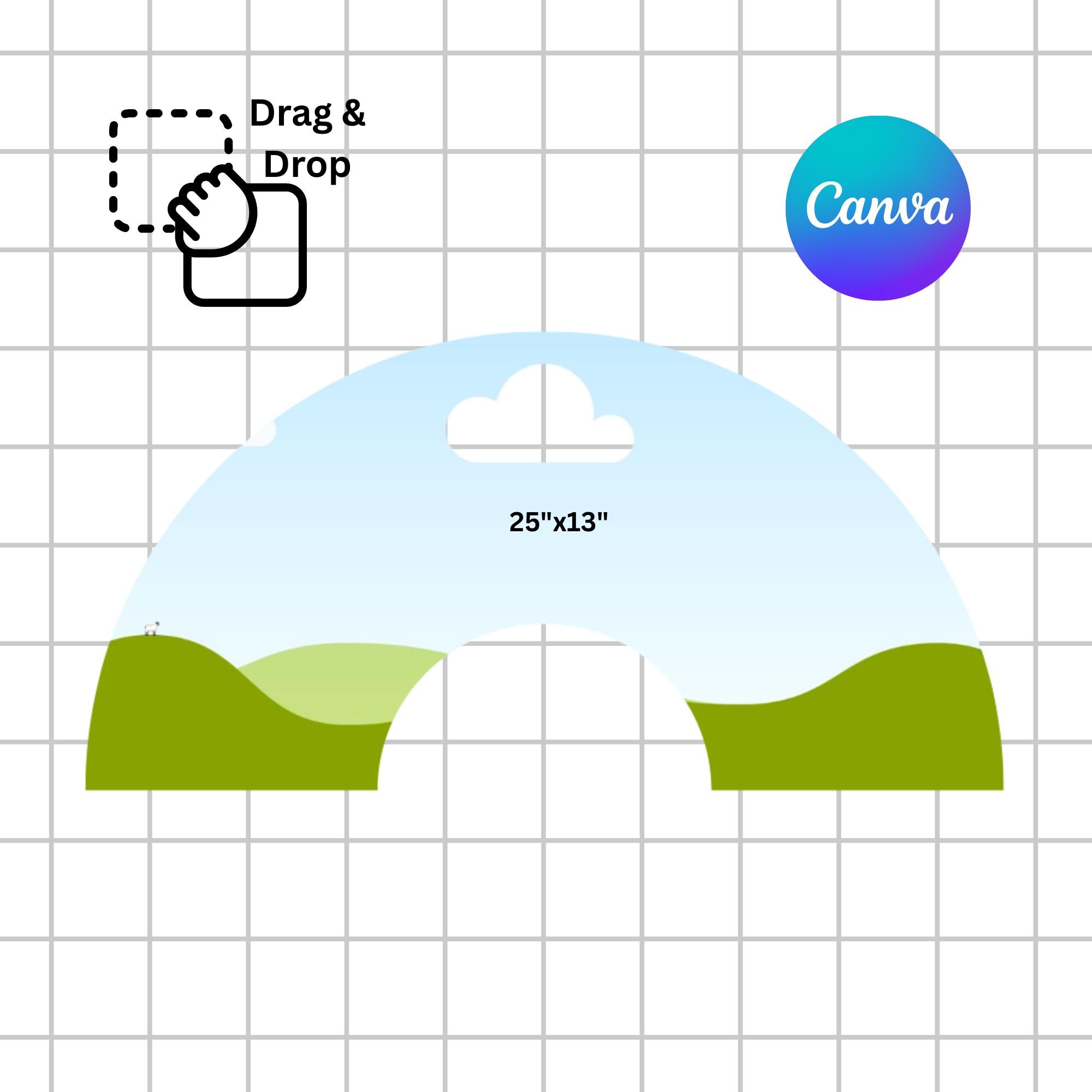 13" Click Clack Fan Frame, Drag and Drop Canva Frame, Chinese Fan ...