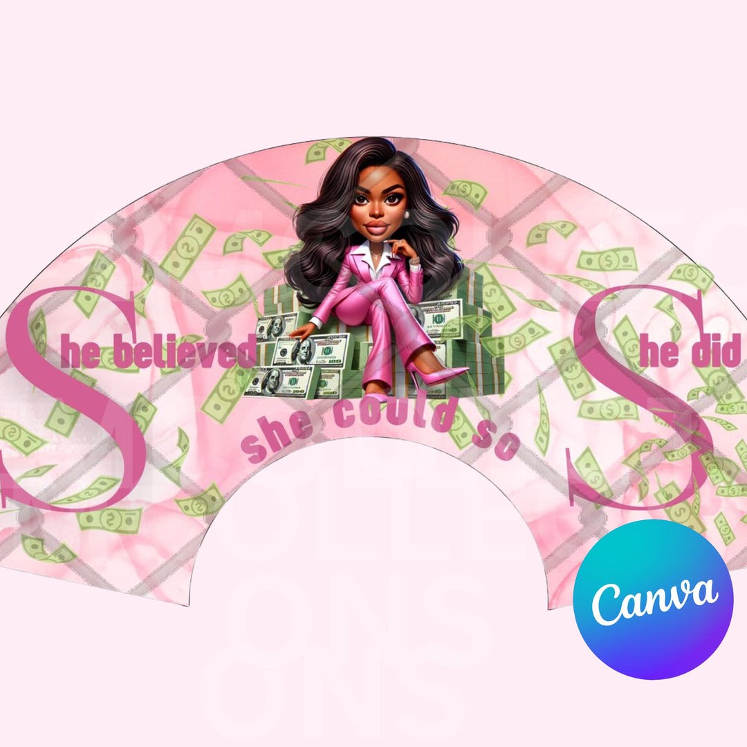 Sorority AKA Click Clack Fan Template, Canva Editable, Pink and Green ...
