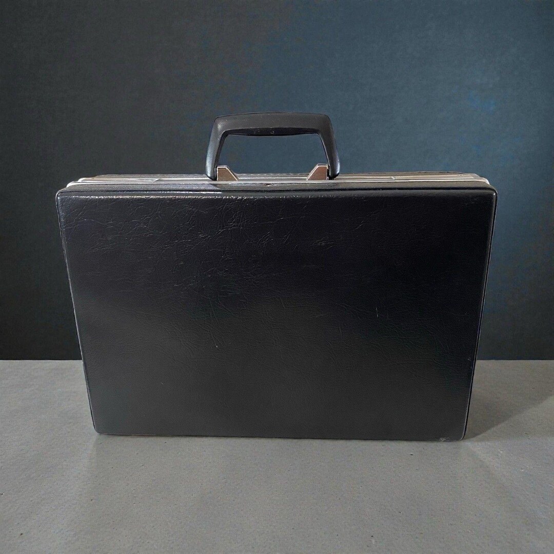 VTG Black Hard Shell Attaché Briefcase - Distinctive Mint Green & Gold ...