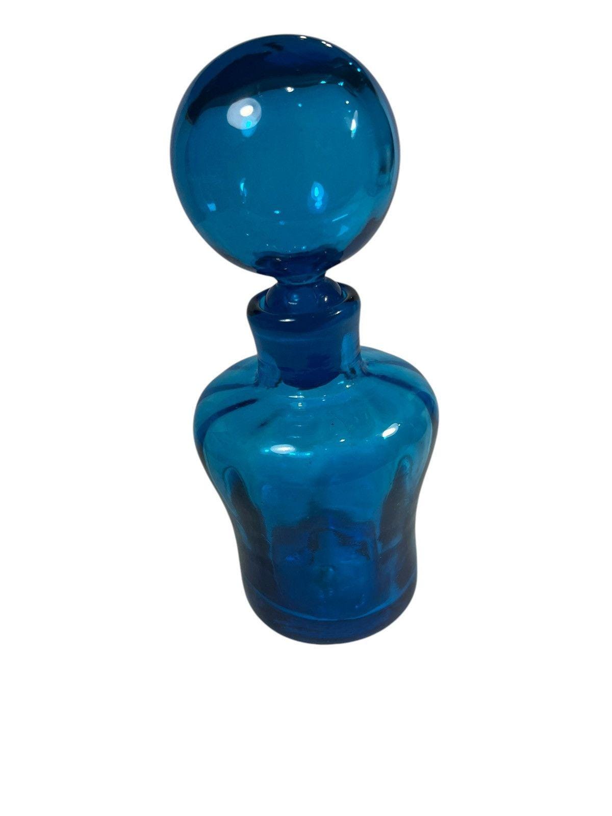 Vintage Blenko Decanter Optic Glass Turquoise 8.5 W/stopper Art Deco ...