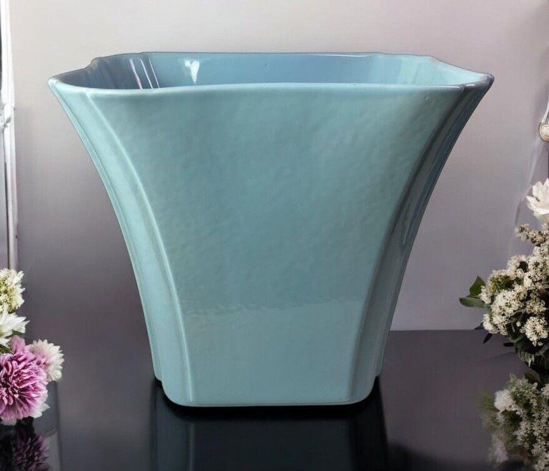 Vintage Alamo Pottery Vase Flared Art Deco Blue Texas Vitreous China ...