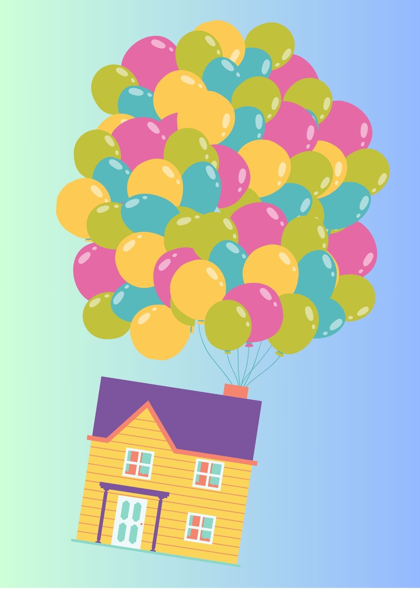 Digital Download up House With Balloons Print Art Wall Art Home Decor ...