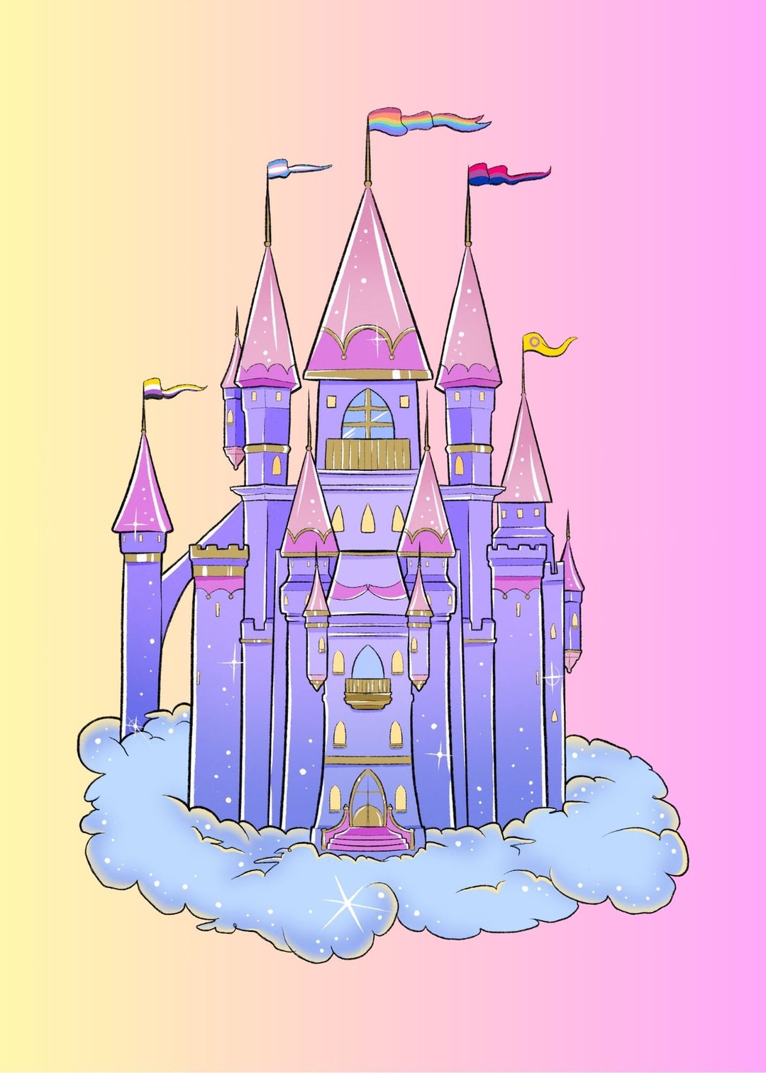 Digital Download Pastel Castle Print Art Wall Art Home Decor Child ...