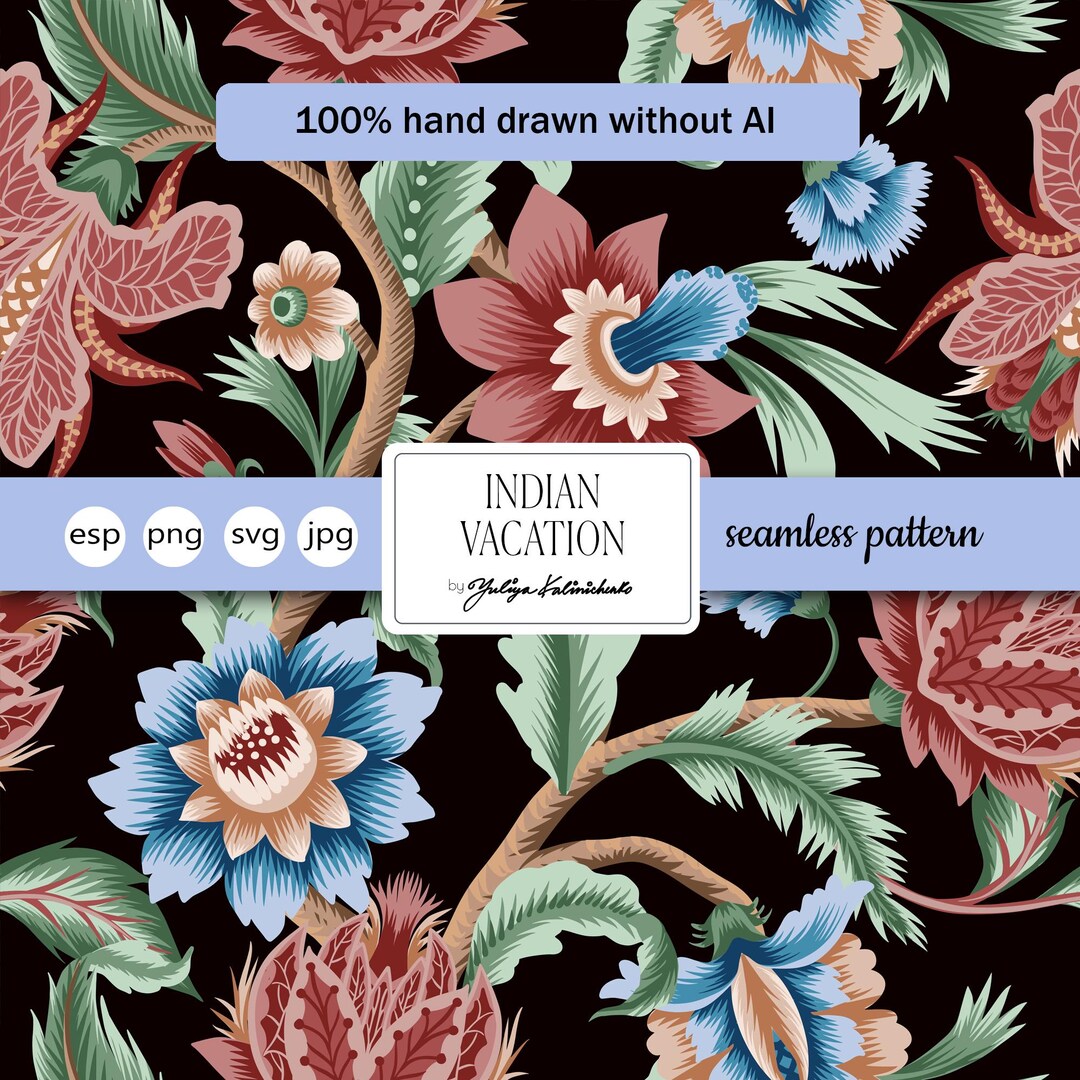 Indian Floral Seamless Pattern. SVG. Vector. Light Commercial License ...