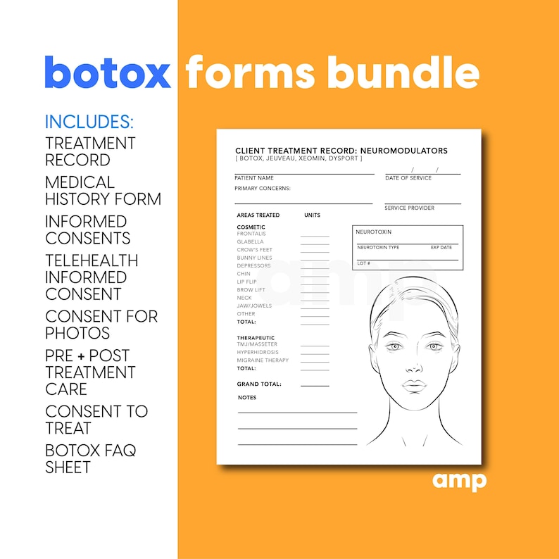BOTOX FORMS BUNDLE, Informed Consent, Patient Medical History Form, Pre ...