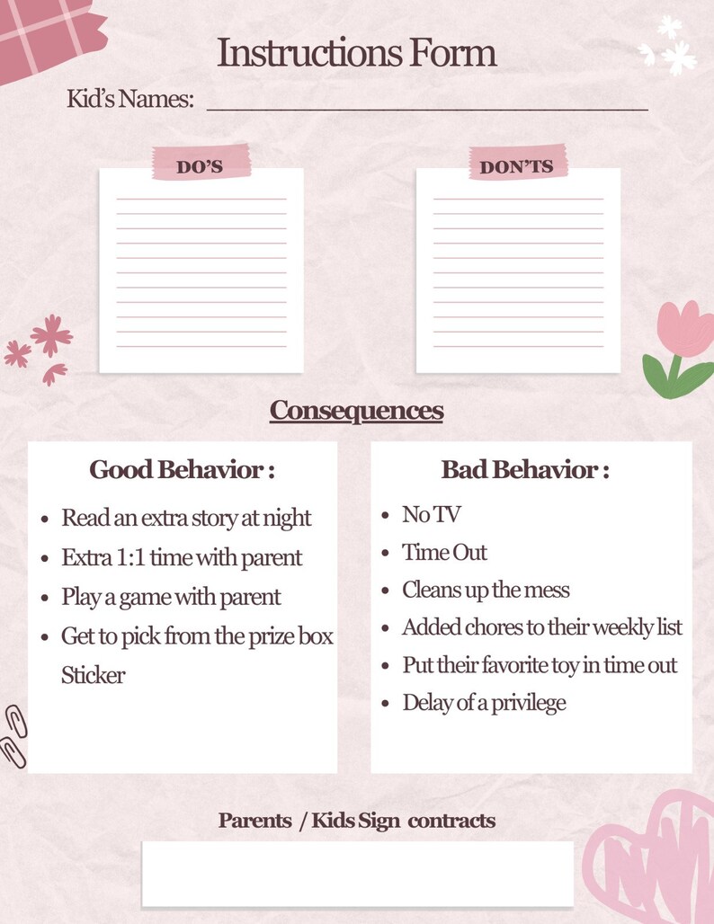 Kids Consequence Chart Behavior Chart Kids Discipline Positive ...